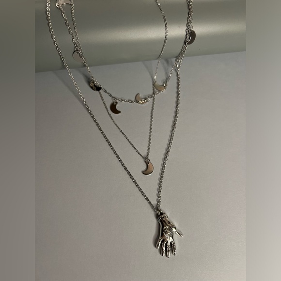 Eklectyc | Jewelry | Esoteric Palmistry Hand And Moon Layered Necklace ...